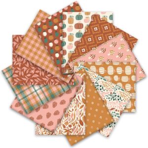 whaline 12pcs boho fall cotton fabric bundles 10 x 10 inch autumn fat quarters boho sewing fabrics for diy handmade crafting home party decor