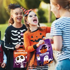 MOSHAKALA 40 Pcs Halloween Treat Bags with Handles-Trick or Treat Halloween Goodie Bags, Cute Ghost Pumpkin Halloween Plastic Candy Bags for Halloween Party Favors Supplies (Halloween)