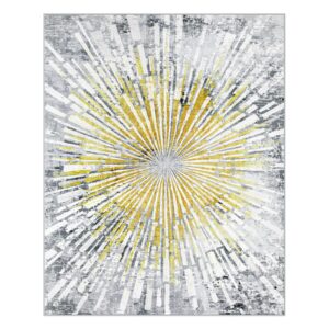 Lahome 8x10 Rugs for Living Room, Modern Area Rugs 8x10 Bedroom Rug Aesthetic Low-Pile Soft Dining Room Rug, Washable Abstract Golden Carpet Indoor for Kids Playroom Nursery