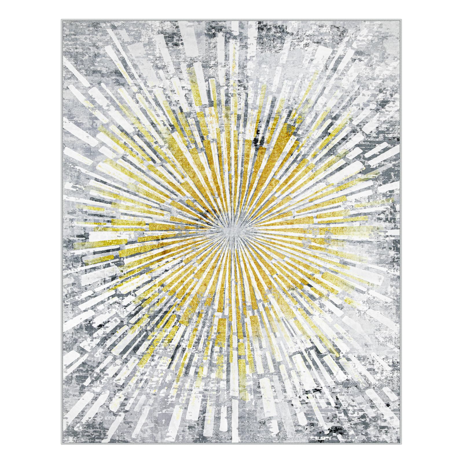 Lahome 8x10 Rugs for Living Room, Modern Area Rugs 8x10 Bedroom Rug Aesthetic Low-Pile Soft Dining Room Rug, Washable Abstract Golden Carpet Indoor for Kids Playroom Nursery