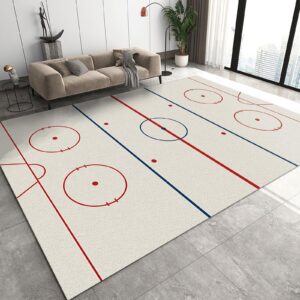 girtfu fashion ice hockey stadium large area rugs 8x10 simple ice hockey rink rugs for living room, nursery rug with under rug non slip tape for bedroom kids room