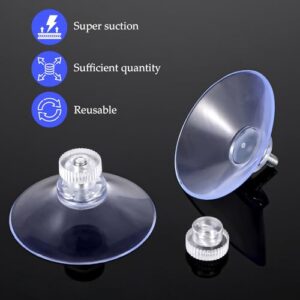 8Pcs Glass Suction Cups 41mm Small Suction Cups Clear PVC Window Suction Cups W0ithout Hook Heavy Duty Suction Cups with M4 Screw for Bathroom Wall Window Car Shade License Plates