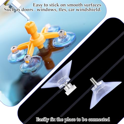 8Pcs Glass Suction Cups 41mm Small Suction Cups Clear PVC Window Suction Cups W0ithout Hook Heavy Duty Suction Cups with M4 Screw for Bathroom Wall Window Car Shade License Plates