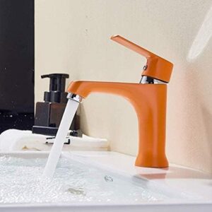 Kitchen Taps Kitchen Tap Faucet Style Home Multi-Color Bath Basin Brass Faucet Cold And Hot Water Taps Green Orange White Bathroom Mixer Hot & Cold-Orange