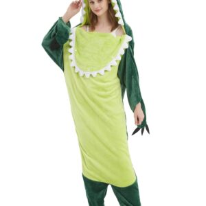 NAFLEAP Wearable Blanket Hoodie Women Dinosaur Onesie Adult Costume Sleep Bag Gifts for Girls, Dinosaur Green,XL