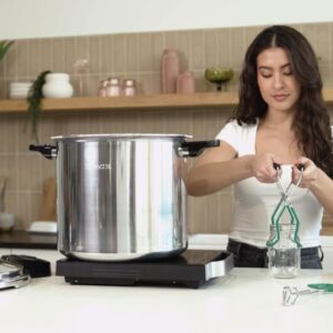 24qt Pressure Canner and Cooker Kit | Complete 7pc Canning Supplies Starter Set | Induction Pot, Gauge, Funnel, Jar Lifter, and Much More | Including Built In Safety Features