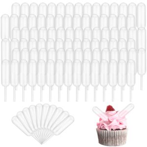 yuanchu plastic pipettes,100 pcs 4ml cupcake pipettes dropper transfer squeeze syringes disposable pipettes suitable for chocolate cupcakes strawberries mini cakes kitchen supplies