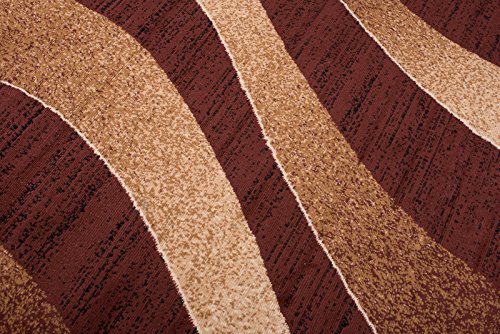 TAPISO Argos Area Rug 5x8 ft - Soft, Non-Shedding, Modern Waves, Durable Carpet for Living Room, Bedroom, Brown Beige 150x240 cm