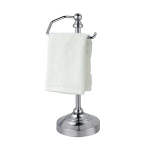 sunnypoint deluxe free standing heavy weighted countertop fingertip towel holder stand (satin nickle)