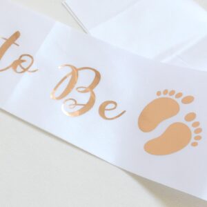 Luwigs Mom to Be Sash White Satin Sash with Gold Letter Best Baby Shower Mommy Decorations Mother Gifts Gender Reveal Welcome Baby (White)