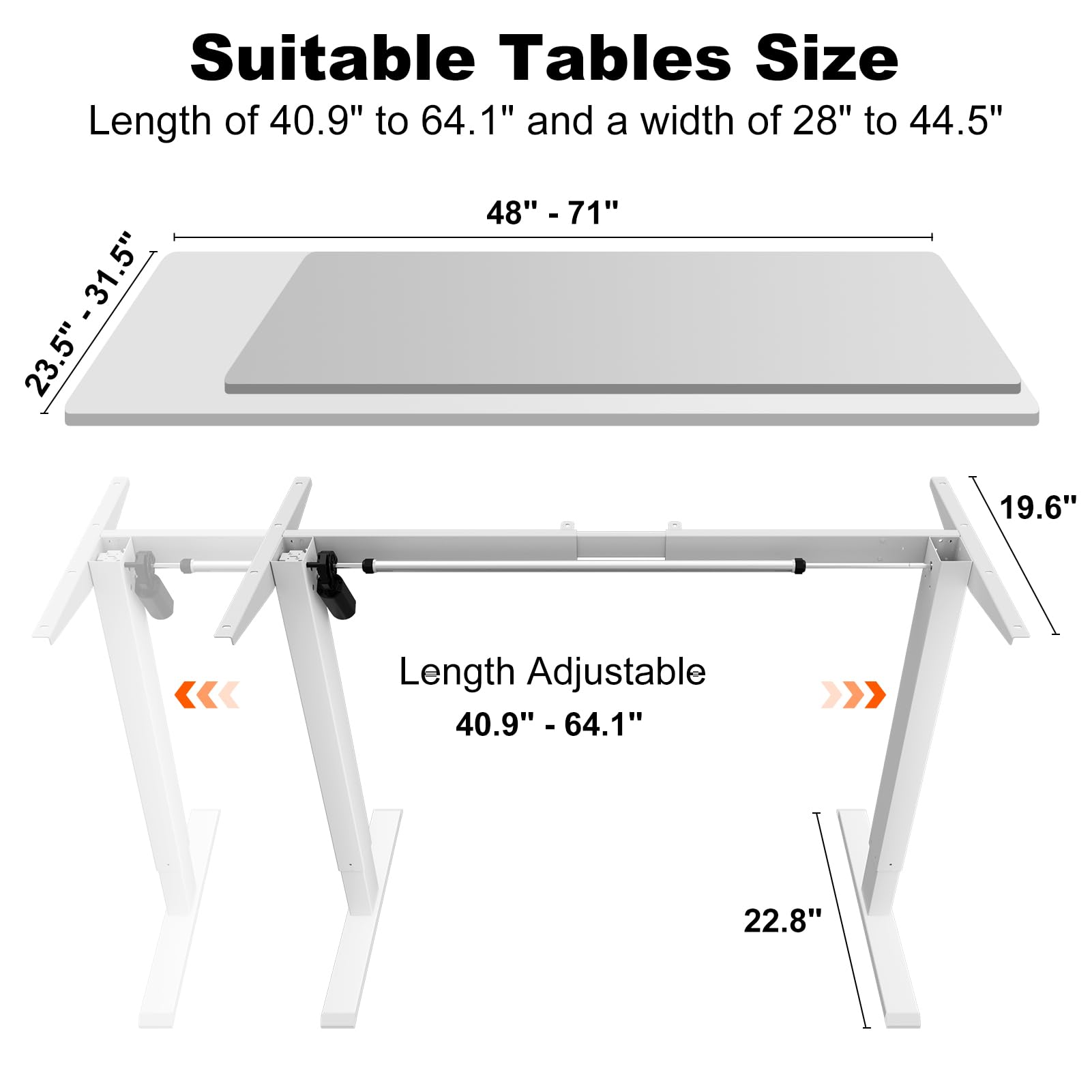 Win Up Time Standing Desk Frame - Standing Desk Legs, Adjustable Desk Frame, Sit Stand Desk Frame, Smart Controller System for 48''-70'' Desk Top,DIY Workstation (White Frame Only)