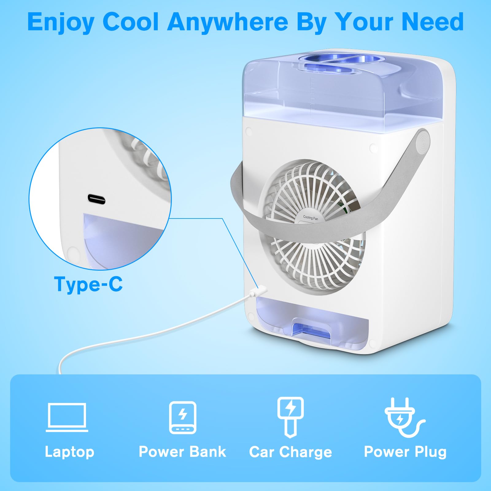 Portable Air Conditioners,Mini Air Conditioners Portable for Room,Oscillating Small Mini AC with Timer,4 Speeds 2 Cool Mist,Small Room Air Conditioners for Room