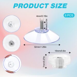 6 PCS Suction Cups for Glass, 30mm Strong Suction Cup with Metal Screw Rods and Nuts Clear Pvc Heavy Duty Suction Cup Holder Plastic Sucker Pads Without Hooks for Bathroom Wall Door Window Car Shade