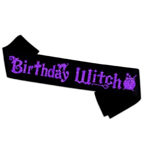 Birthday Witch Sash - Halloween Witch Birthday Party Sash for Girls Women - Great for Sweet 16, 18th, 21st, 30th, 40th Birthday Parties Supplies