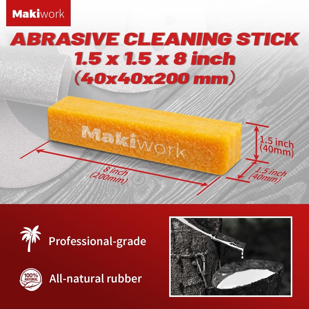 8" x 1-1/2" x 1-1/2" Abrasive Cleaning Eraser Stick for Sanding Belts Sanding Discs Paper Skateboards - Natural Rubber Eraser Stick