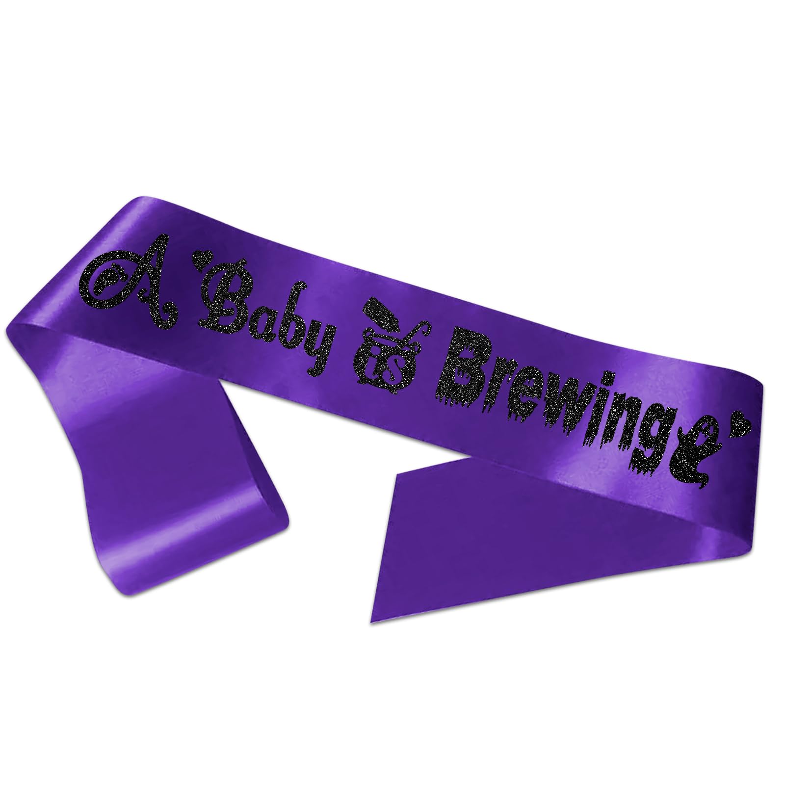 A Baby is Brewing Halloween Sash - Purple Theme A Baby is Brewing Party Gift - Mom to Be Pregnancy Sash - Halloween Baby Shower Gender Reveal Party Decorations