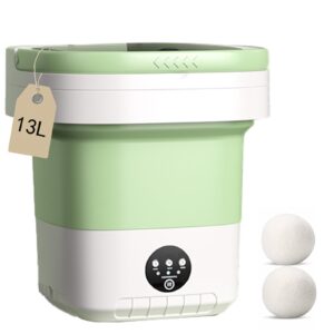 mini portable washing machine – mini washing machine with 13l large capacity, mini portable washer with 2 wool dryer balls, foldable small washing machine for underwear,socks, baby/pet clothes