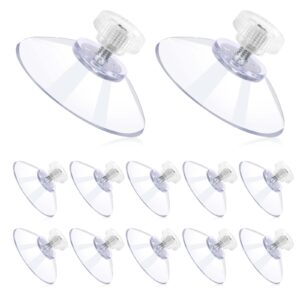 12 pcs suction cups, 40mm strong suction cup with m5 metal screw rods and nuts clear pvc heavy duty suction cup holder plastic sucker pads without hooks for bathroom wall door glass window car shade