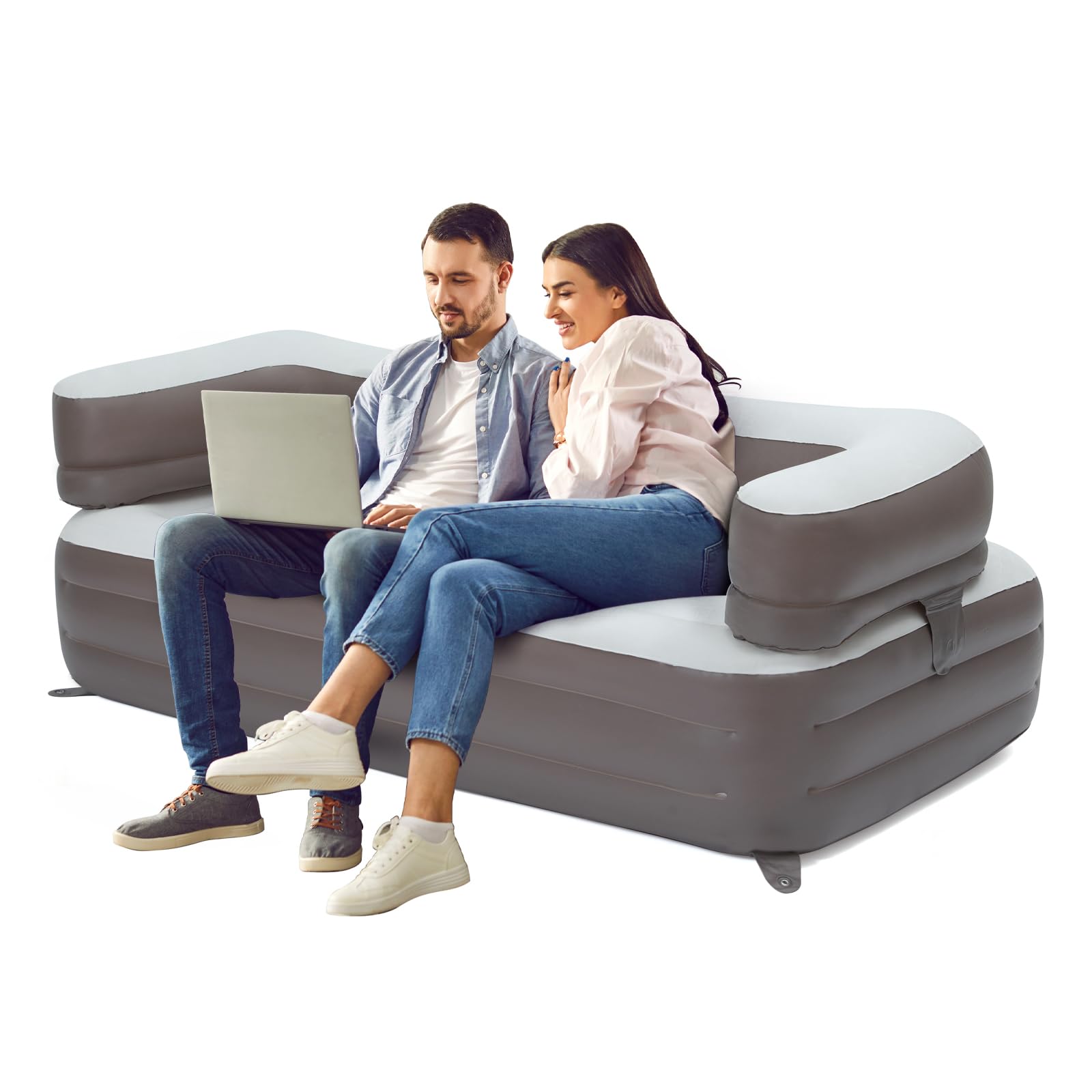 blowell Camping Inflatable Double Couch Chair - Double Blow Up Couch Lounger for Home Living Room - Indoor Air Sofa Mattress for Adults(No Pump Included)