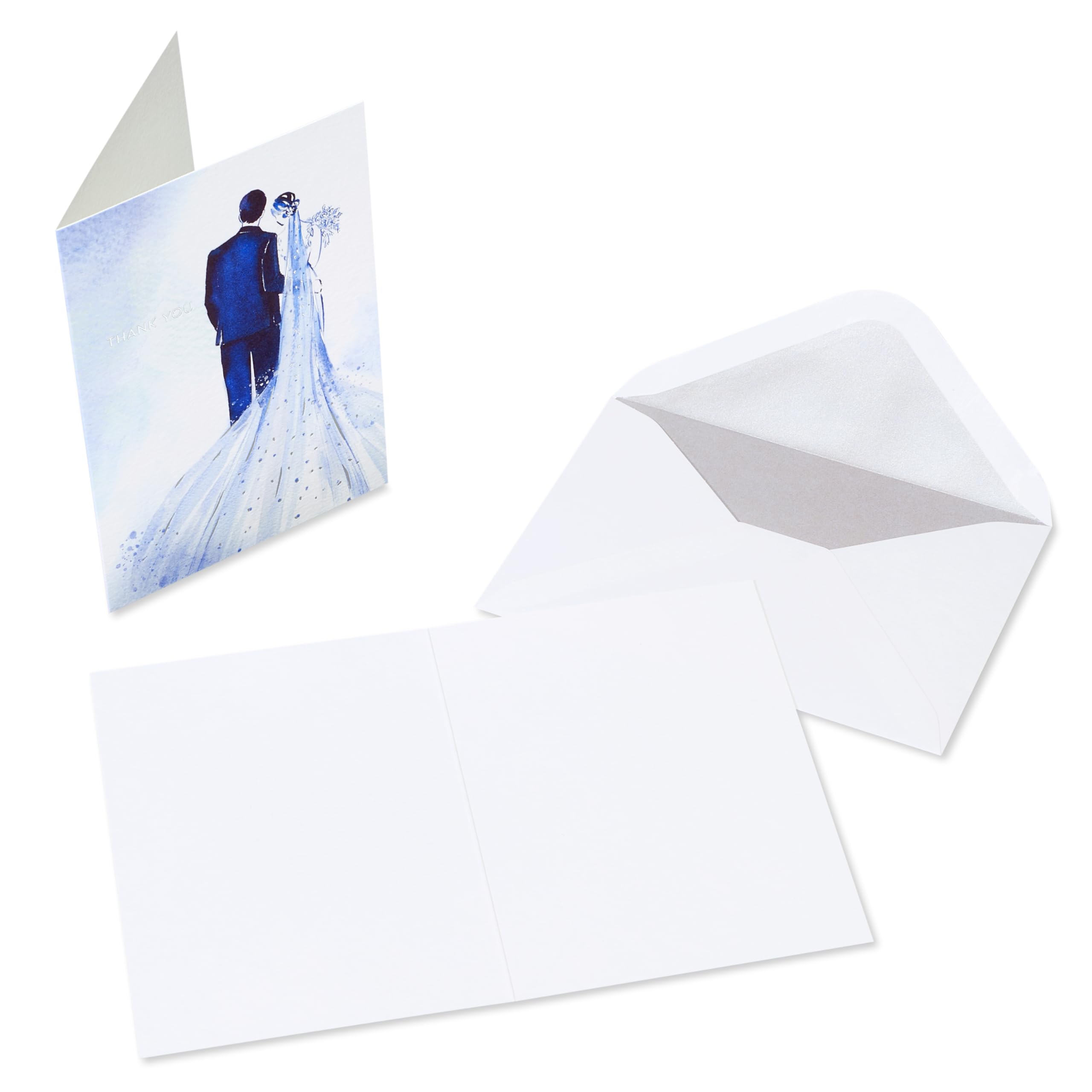 Papyrus Blank Wedding Thank You Cards, Bride and Groom (12-Count)