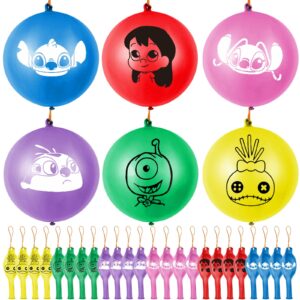 24 pcs punch balloons colorful latex punch ball party favors bounce balloons with rubber band handle for birthday party