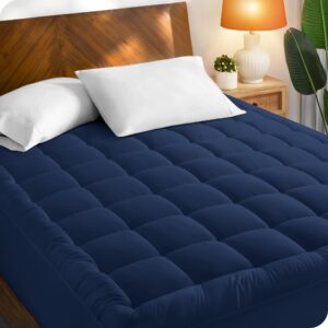 bare home deep pocket cotton top mattress pad twin - dark blue