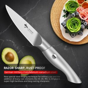 MAD SHARK Premium Paring Knife 3.5 Inch Small Kitchen knife, High-end Best Sharp Fruit Knife for Peeling and Coring, German Stainless Steel, Knife for Fruit, Paring Knives, Peeling knife - Silver