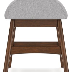 Signature Design by Ashley Lyncott Casual Upholstered Armless Home Office Desk Chair with Backless Design, Light Gray & Light Brown