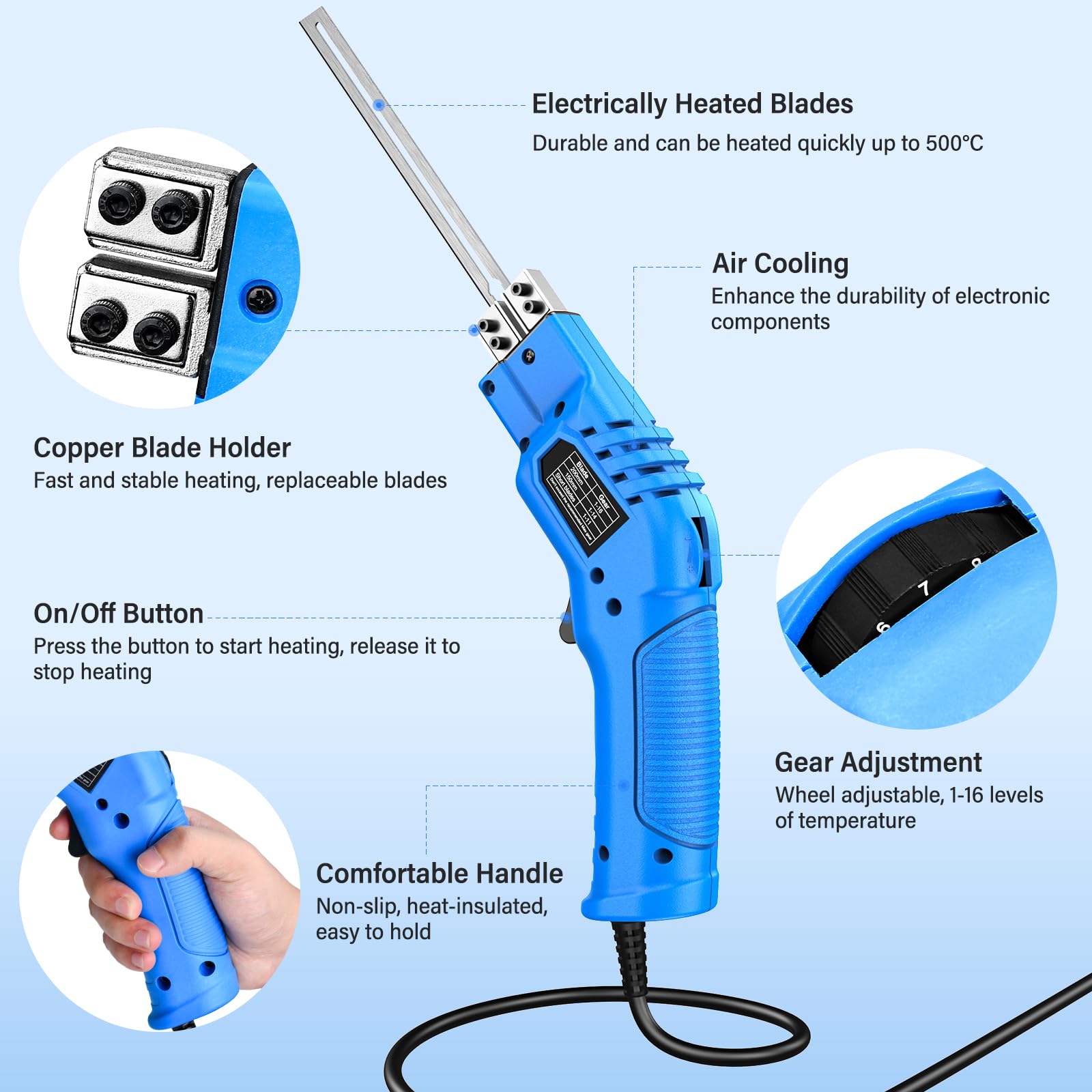 150W Foam Cutter Electric,Hot Knife Styrofoam with 8 Blades,Hot Knife Foam Cutter for EPP, EPS, XPS, EVA, EPE, PU, KT Board, Sponge, Nylon