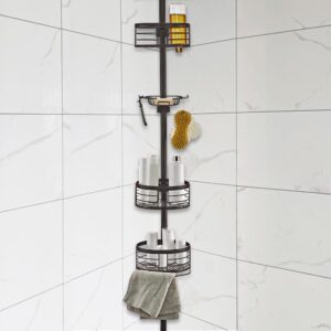 Utopia Alley Rust-Resistant Tension Pole Shower Caddy, 3 Shelves (Oil Rubbed Bronze)