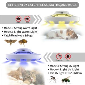 Frogoom 2 Packs Flea Traps for Inside Your Home with 6 Sticky Pads, Flea Light Traps Kills Fleas in House, Hanging Flea Lamp with USB Cable Pest Control for Bugs Moths Gnats Indoor and Outdoor