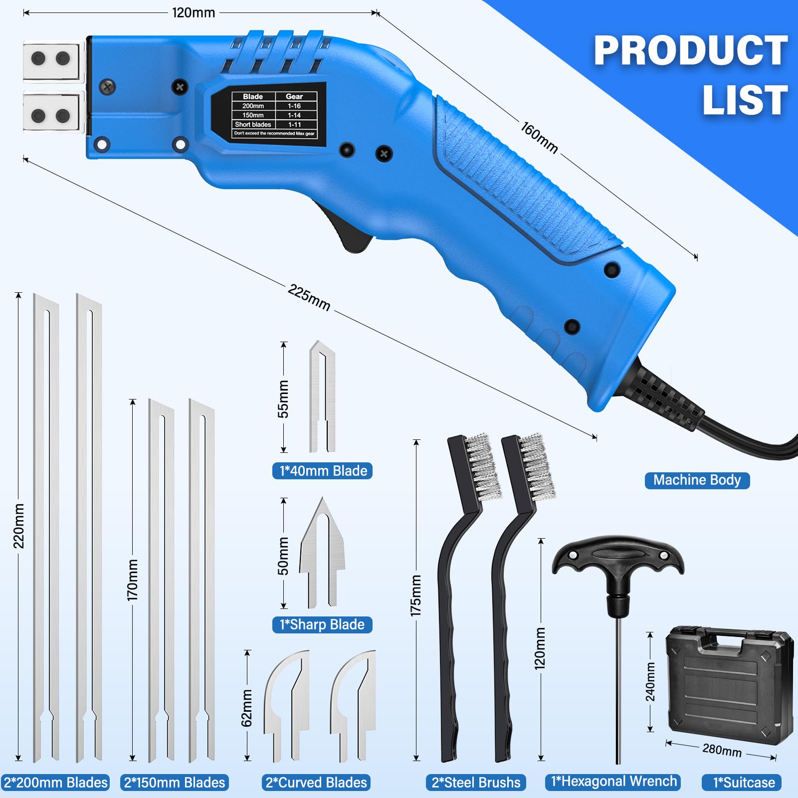 150W Foam Cutter Electric,Hot Knife Styrofoam with 8 Blades,Hot Knife Foam Cutter for EPP, EPS, XPS, EVA, EPE, PU, KT Board, Sponge, Nylon