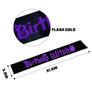 Birthday Witch Sash - Halloween Witch Birthday Party Sash for Girls Women - Great for Sweet 16, 18th, 21st, 30th, 40th Birthday Parties Supplies