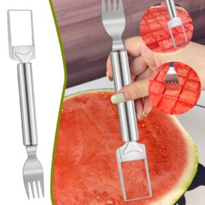 Velaco 4 PACK 2-in-1 Watermelon Cutter and Fork, 9.5 Inch Stainless Steel Fruit Cutter Slicer Tool