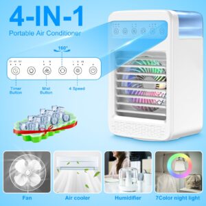 Portable Air Conditioners,Mini Air Conditioners Portable for Room,Oscillating Small Mini AC with Timer,4 Speeds 2 Cool Mist,Small Room Air Conditioners for Room