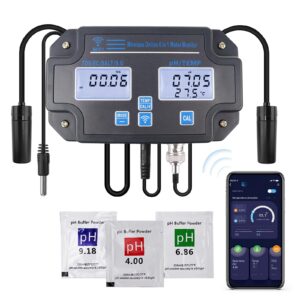 danoplus wireless smart water quality tester, continuous app monitoring for ph, ec, tds, salinity, sg, and temperature mountable with alarm for aquariums & hydroponics