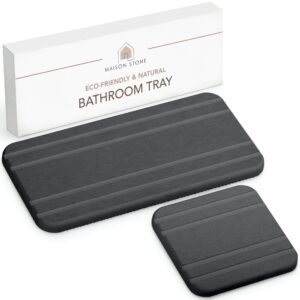 maison stone bathroom tray w/bonus vanity tray. absorbent bathroom trays for counter. multipurpose 8x4 countertop tray. perfume tray. kitchen soap tray. time saving bathroom counter tray.