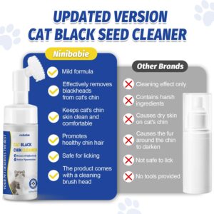 Ninibabie Cat Black Seed Cleaner,Remove Cat Chin Blackheads,Cat Acne Chin Treatment,2-in-1 Wash and Brush,Cruelty-Free and Freshness 5.07 fl.oz