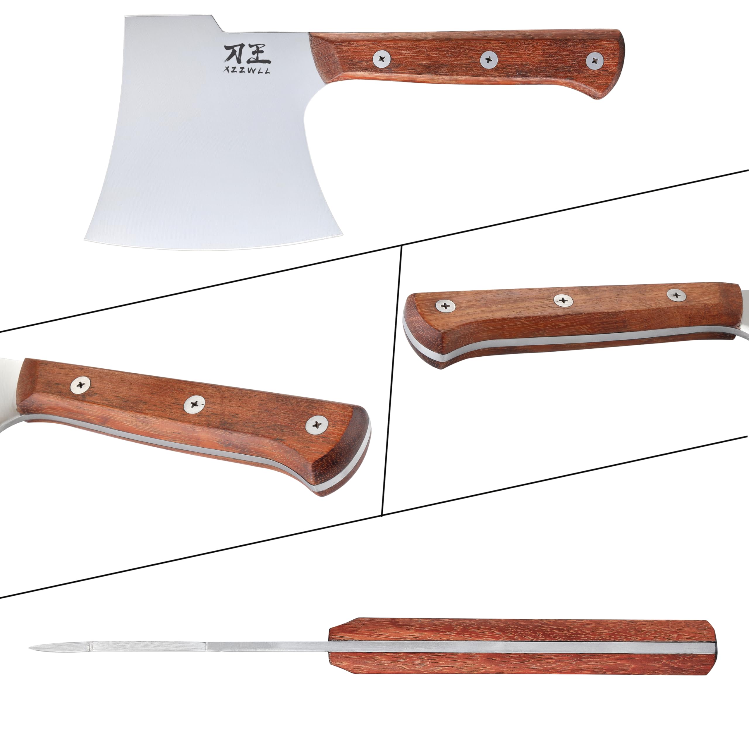 XZZWLL Meat Cleaver, Heavy Duty Bone Chopper Knife, 6" Axe Butcher Knife for Meat Cutting, Thicken Blade Bone Cutter with Wood Handle, for Kitchen, Restaurant and Slaughterhouses.