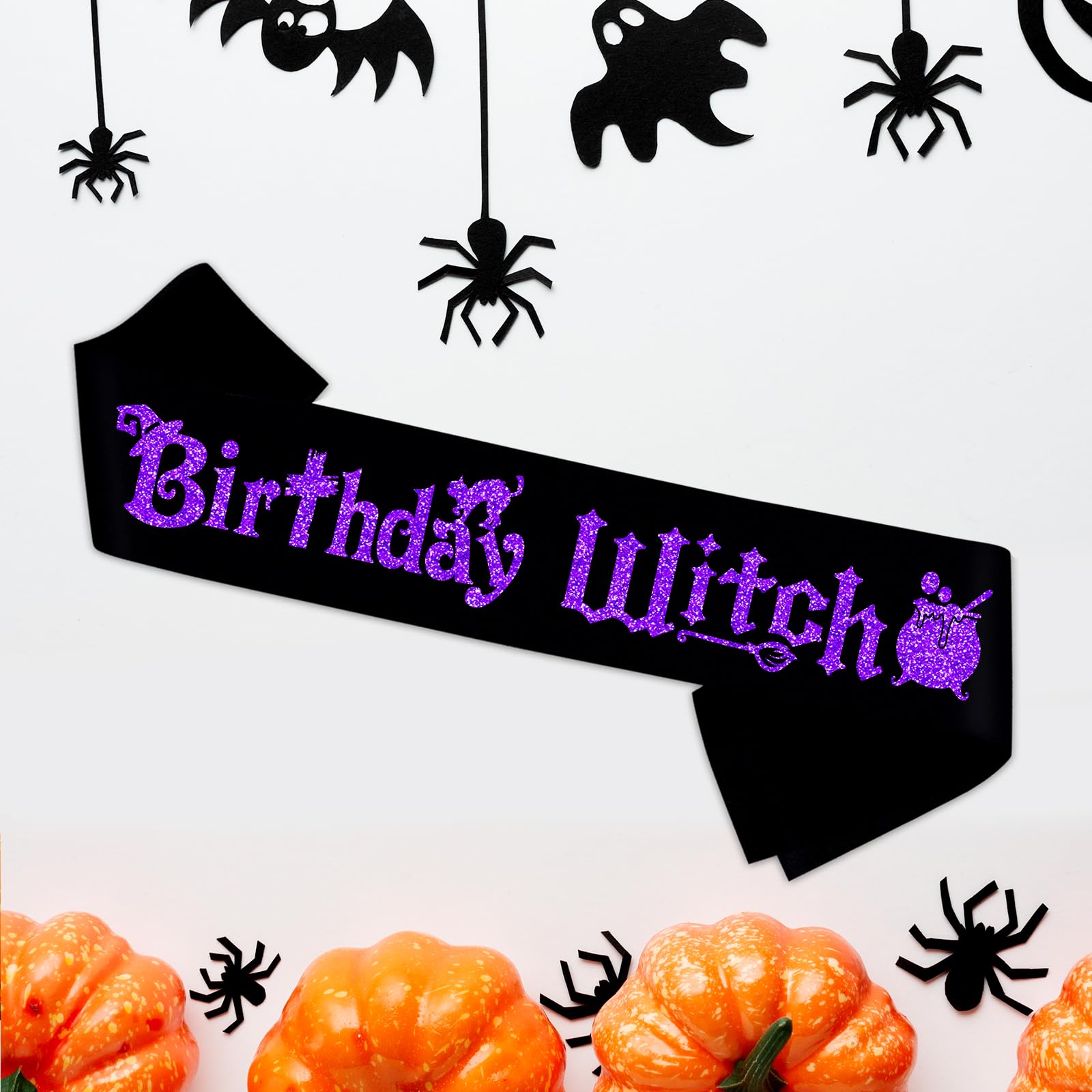 Birthday Witch Sash - Halloween Witch Birthday Party Sash for Girls Women - Great for Sweet 16, 18th, 21st, 30th, 40th Birthday Parties Supplies