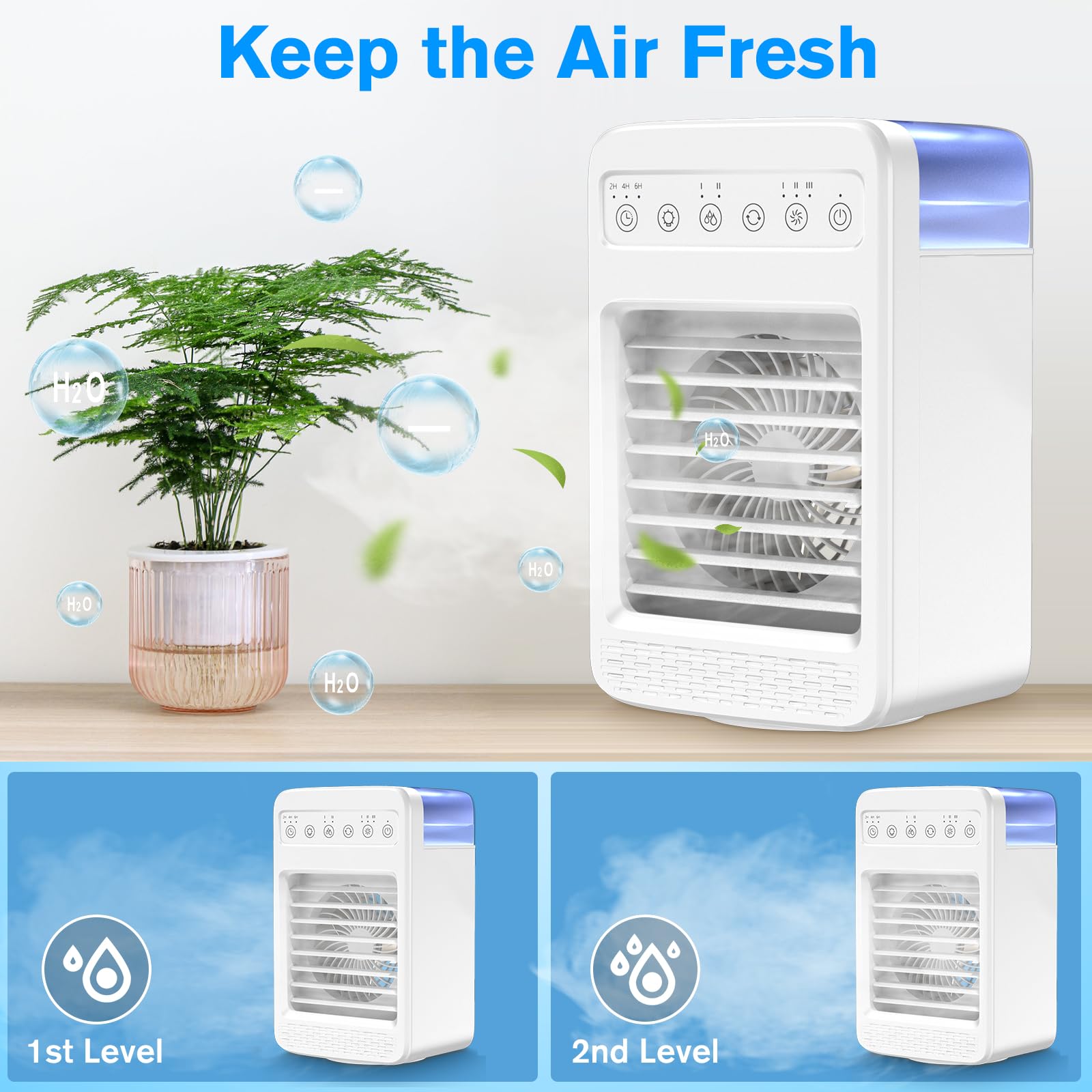 Portable Air Conditioners,Mini Air Conditioners Portable for Room,Oscillating Small Mini AC with Timer,4 Speeds 2 Cool Mist,Small Room Air Conditioners for Room