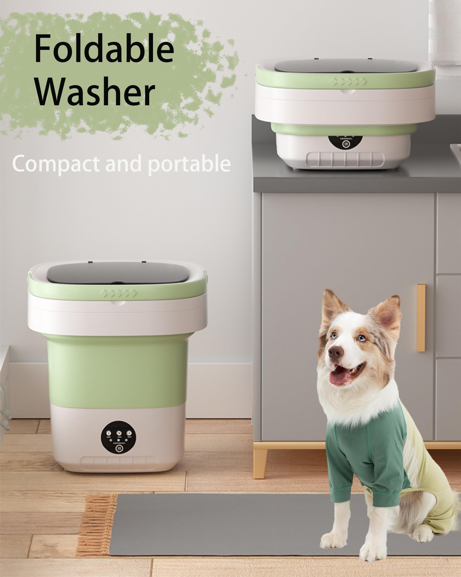 Mini Portable Washing Machine – Mini Washing Machine with 13L Large Capacity, Mini Portable washer with 2 wool dryer balls, Foldable small washing machine for underwear,socks, baby/pet clothes