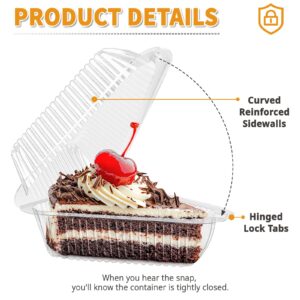 Zezzxu 100 Pack Cake Slice Containers with Hinged Lids, Clear Plastic Cheesecake Carriers Disposable Triangle Slice Boxes for 6”-8” Diameter Cake or Pie Slices, Sandwiches, Desserts