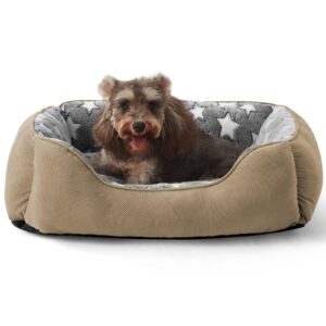 siwa mary dog bed for small dogs, rectangle small dog bed,cat beds for indoor cats, orthopedic dog bed,washable dog bed for puppy and pet with non-slip botttom, comfort&calming s (20"x 19"x 6") brown