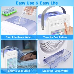 Portable Air Conditioners,Mini Air Conditioners Portable for Room,Oscillating Small Mini AC with Timer,4 Speeds 2 Cool Mist,Small Room Air Conditioners for Room