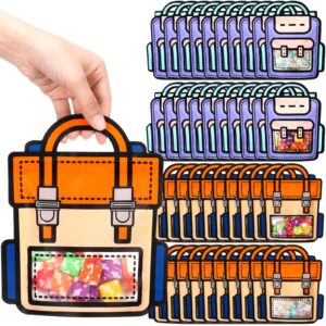 locmeo 40 pcs birthday goodie bags bulk reusable goodie bag back to school gift bags top handle gift bag cute backpack goodie bag with handle candy bag for kids party(purple orange)