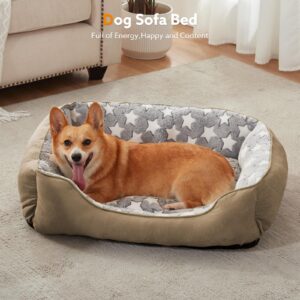 SIWA MARY Dog Bed for Small Dogs, Rectangle Small Dog Bed,Cat Beds for Indoor Cats, Orthopedic Dog Bed,Washable Dog Bed for Puppy and Pet with Non-Slip Botttom, Comfort&Calming S (20"x 19"x 6") Brown