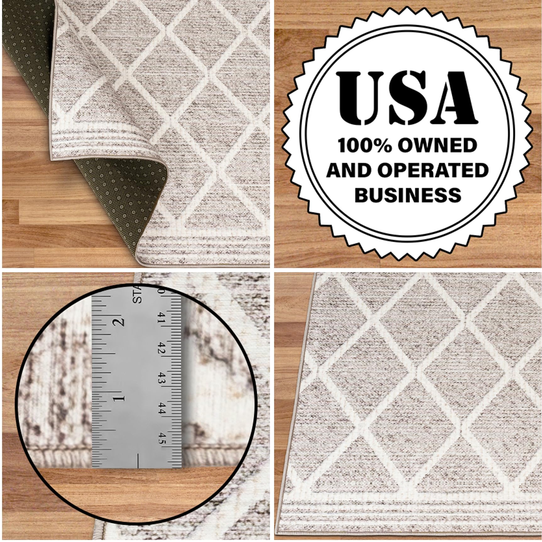 ReaLife Machine Washable Area Rug - Living Room Bedroom Bathroom Kitchen Entryway Office - Padded Crease Free Stain Resistant Premium - Boho Modern Farmhouse - Tessa- Beige Ivory - 2'x 3'