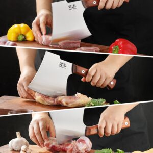 XZZWLL Meat Cleaver, Heavy Duty Bone Chopper Knife, 6" Axe Butcher Knife for Meat Cutting, Thicken Blade Bone Cutter with Wood Handle, for Kitchen, Restaurant and Slaughterhouses.