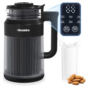 arcmira automatic nut milk maker, 27oz(800ml) homemade almond, oat, coconut, soy, plant based milks and non dairy beverages, soy milk maker machine with delay start/keep warm/self-cleaning/boil water